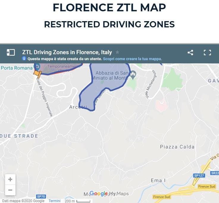 Ztl Driving Zones In Florence Italy Google My Maps Ztl Rome Google